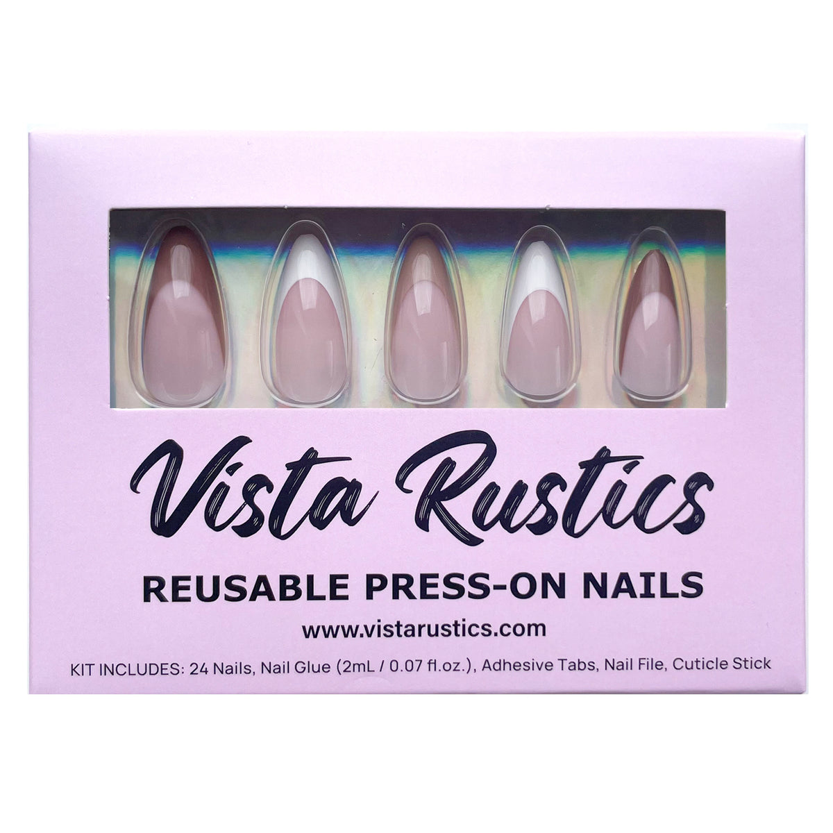 24 Pcs Press on Nails -Swiss Coffee French – Vista Rustics